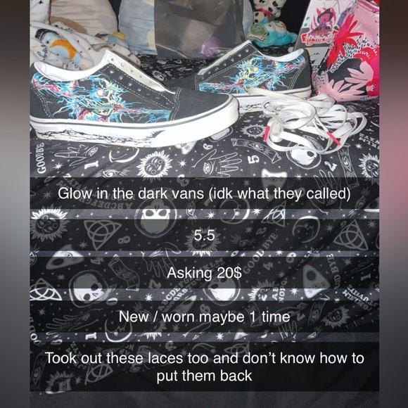 Vans | Shoes | Vans 55 Glow In The Dark Skeleton And Lightning Design ...